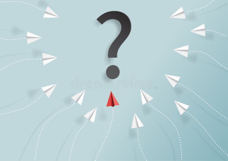 Paper Airplane Around Question Mark. Stock Vector - Illustration of ...