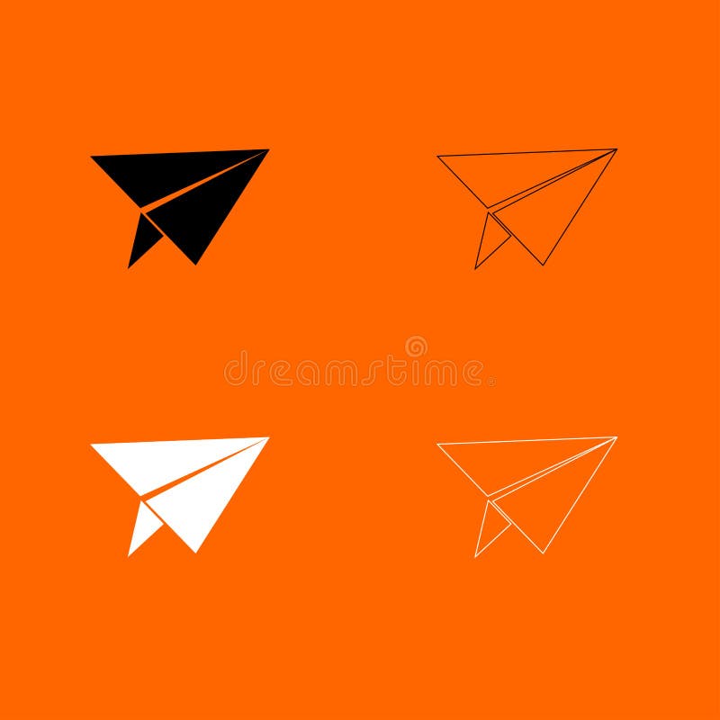 Paper Airplane Black and White Set Icon . Stock Vector - Illustration ...