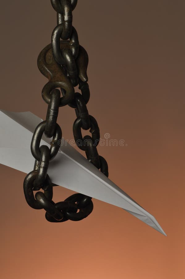 Paper Airplane Captured in a Chain Loop Stock Image - Image of contrast ...