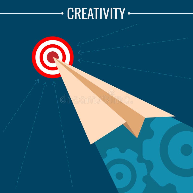 A Paper Airplane Falling into the Target. Vector Illustration. Stock ...