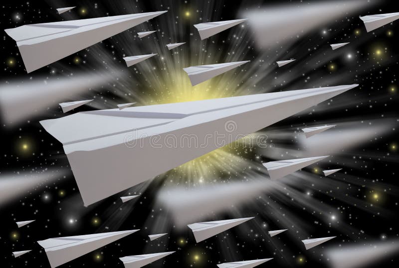 Paper Airplane, Floating in Space, Conceptualism Stock Illustration ...