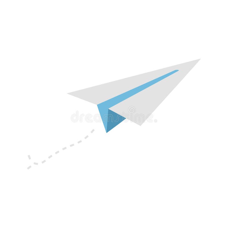 Paper Airplane Flying with Blue Accent and Dotted Trailing Path Vector ...