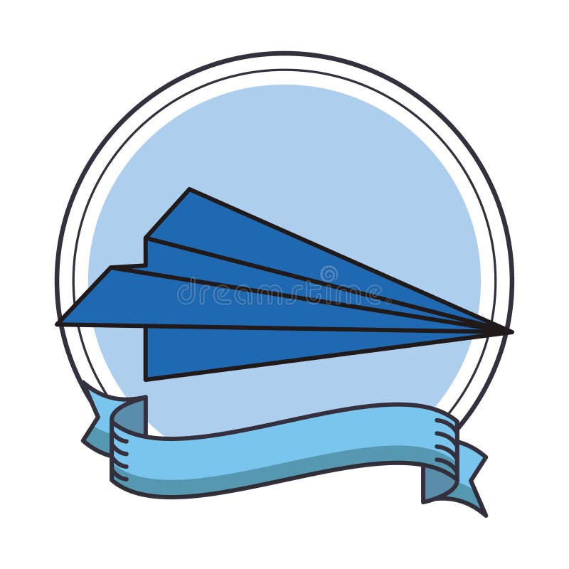 Paper Airplane Flying in Circular Frame Stock Vector - Illustration of ...