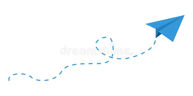 Paper Airplane Flying. Vector Isolated Paper Blue Plane Fly on White ...