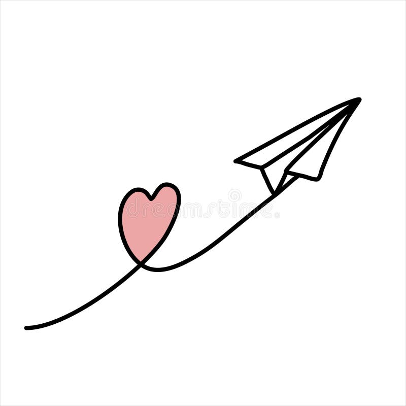 Paper Airplane with Love Message Vector Doodle Illustration Stock ...