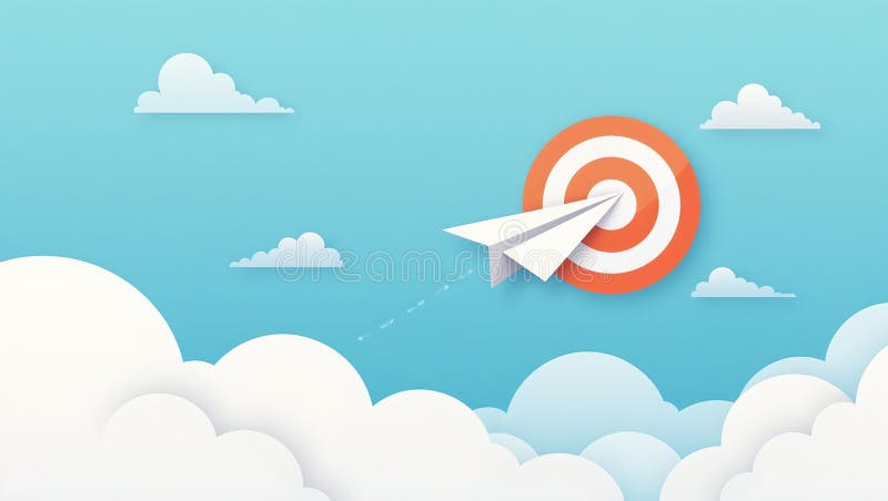 Paper Airplane Soaring through Clouds Towards a Target Stock ...