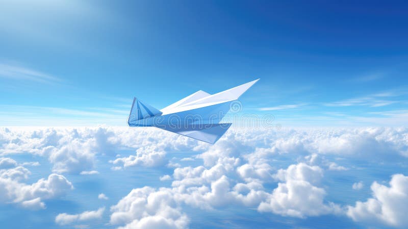 A Paper Airplane Soars in the Sky. Travel and Recreation Stock Image ...