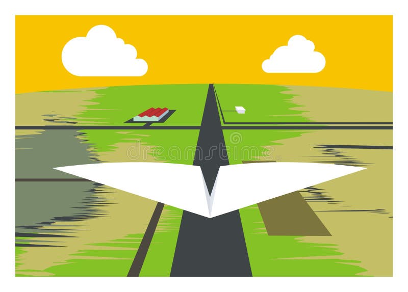 Paper airplane take off stock vector. Illustration of runway - 61538591