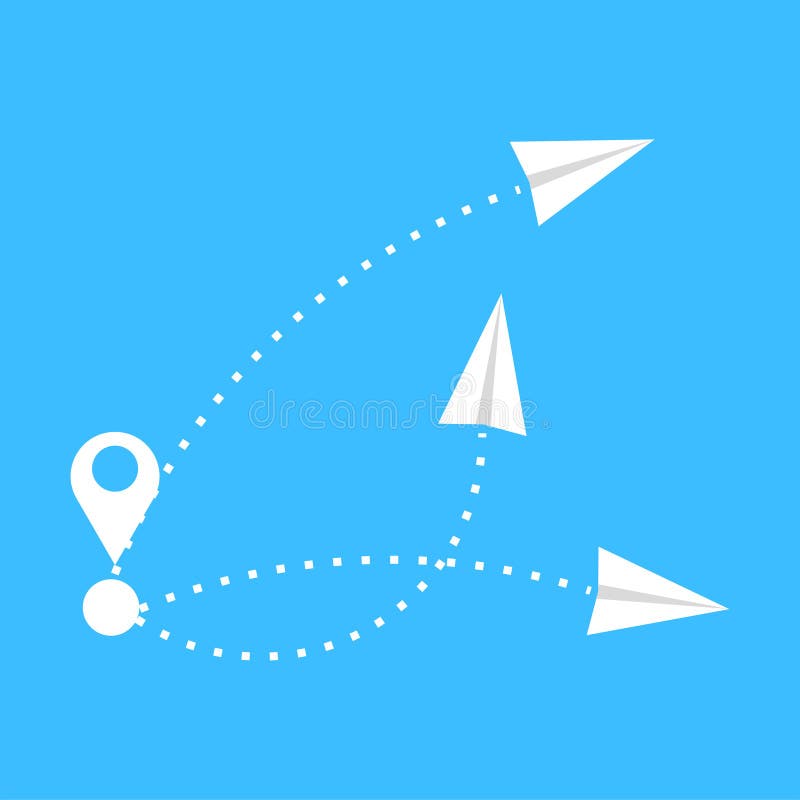 Paper Airplane Way Pin. Paper Airplane. Air Transportation. Vector ...