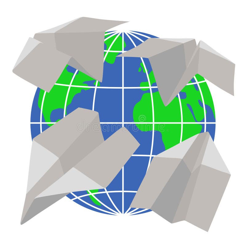 Paper Airplanes Fly Around the Planet Earth Stock Vector - Illustration ...
