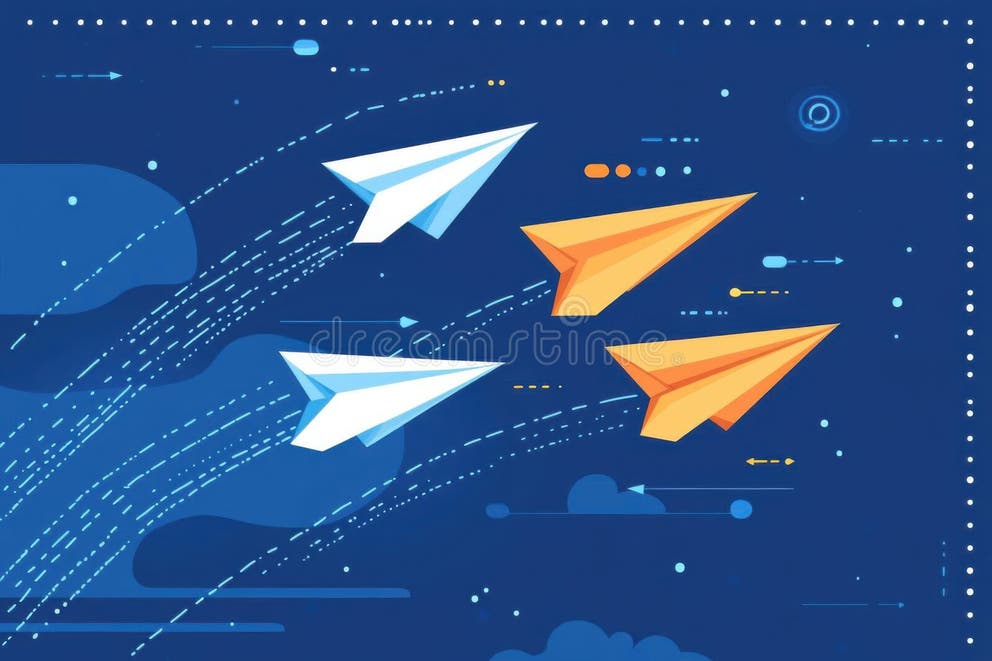 Paper Airplanes Fly in Formation with Flight of Ideas Theme Stock ...