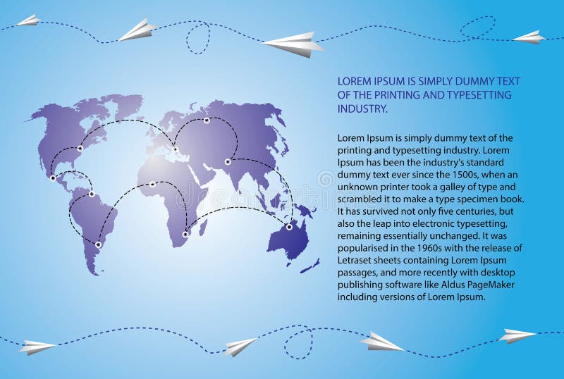 Paper Airplanes Fly Over the World Map Stock Vector - Illustration of ...