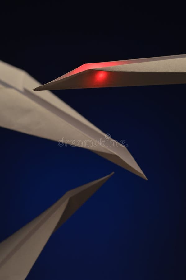 Paper Airplanes with Light in Cockpit Stock Image - Image of wing ...