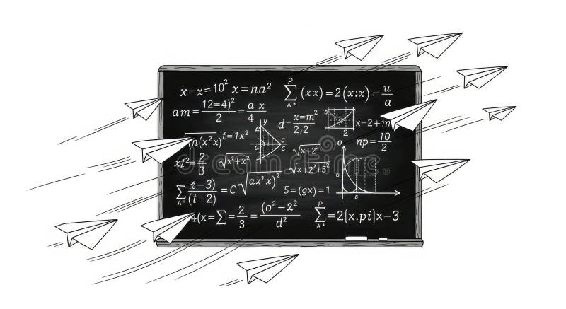 Paper Airplanes Soaring from Math-Filled Blackboard, Creative Education ...