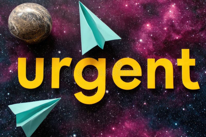 Paper Airplanes and Urgent Message on Galactic Background Stock Photo ...