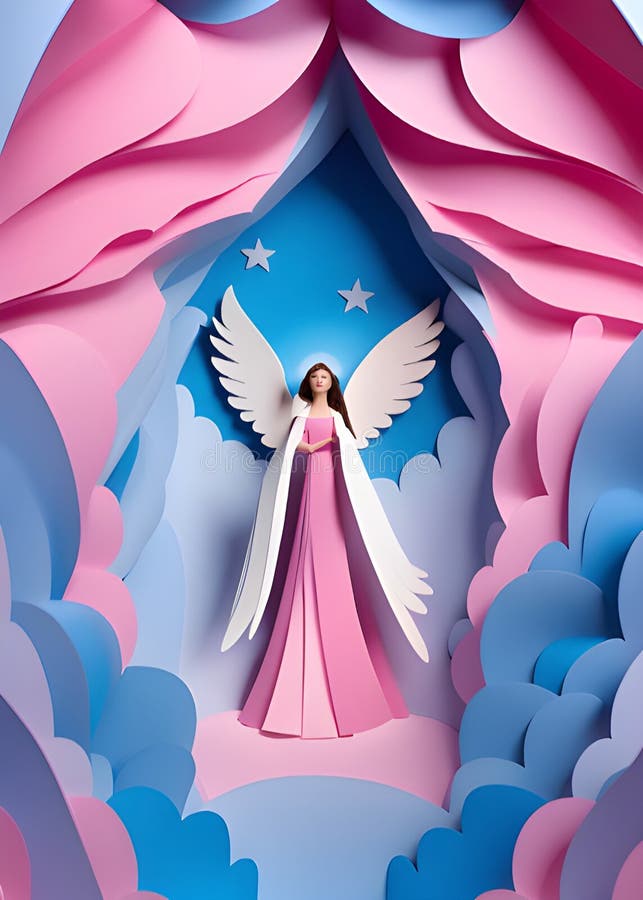 Paper Angel and Wings , Paper Cut, 3d Illustration, Ai Generated Stock ...
