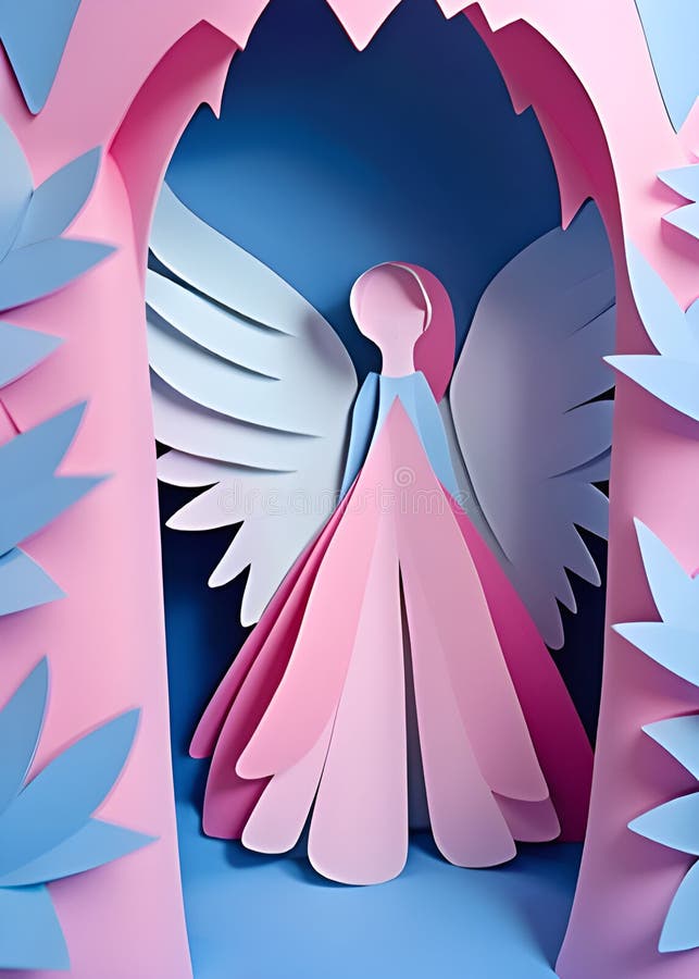 Paper Angel and Wings , Paper Cut, 3d Illustration, Ai Generated Stock ...