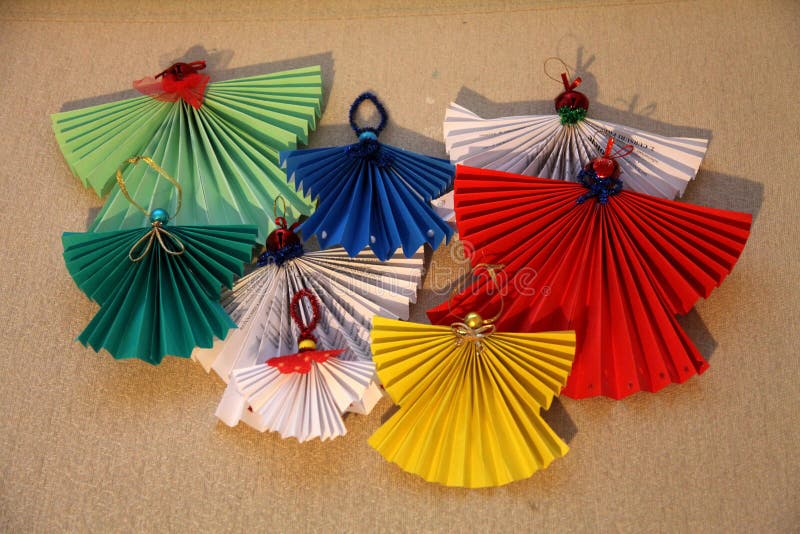 Paper Angels stock image. Image of handmade, green, angels - 82622801