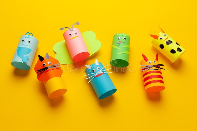 Paper Animals from Multi-colored Paper. Children`s Creativity in ...