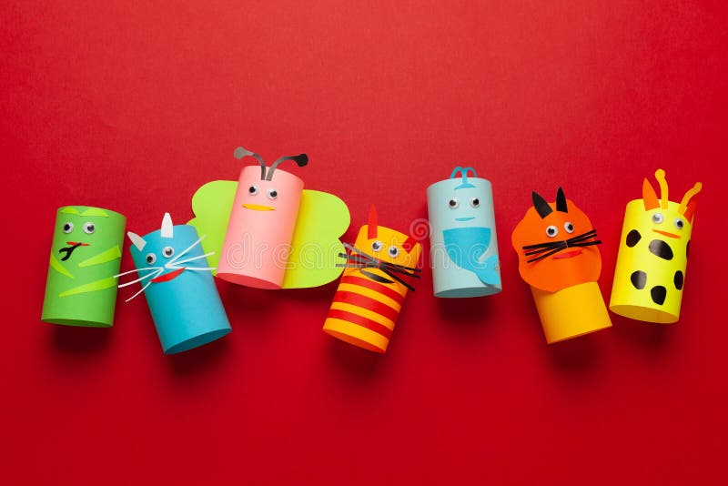 Paper Animals from Multi-colored Paper. Children`s Creativity in ...