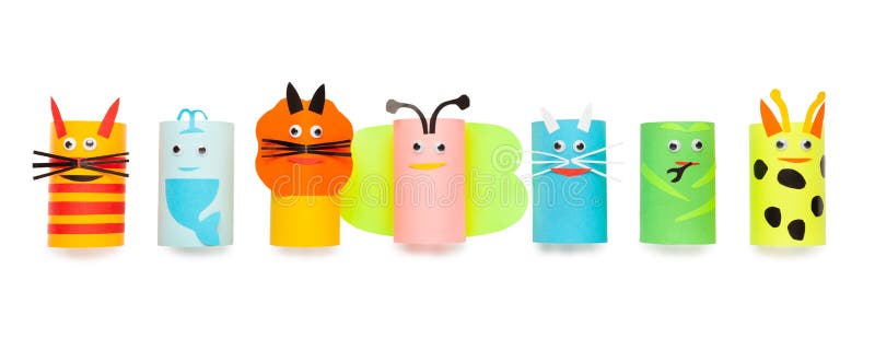 Paper Animals from Multi-colored Paper. Children`s Creativity in ...
