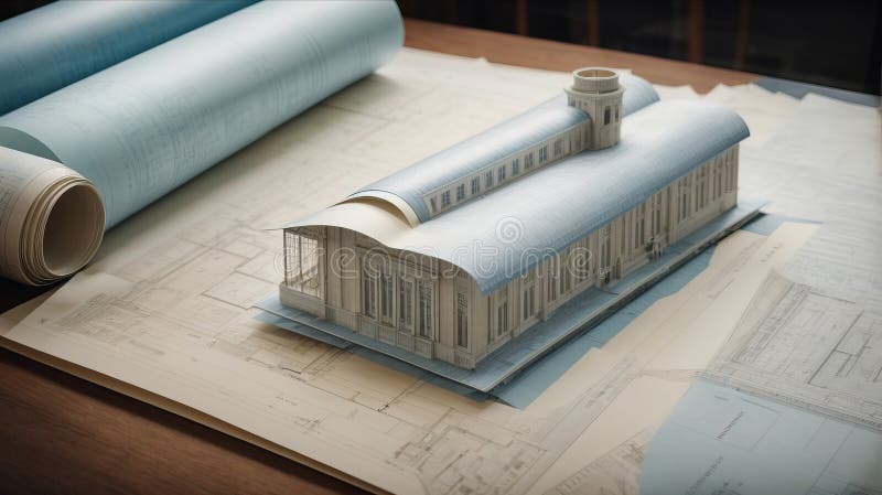 Paper Architectural Drawings and Blueprint Stock Illustration ...