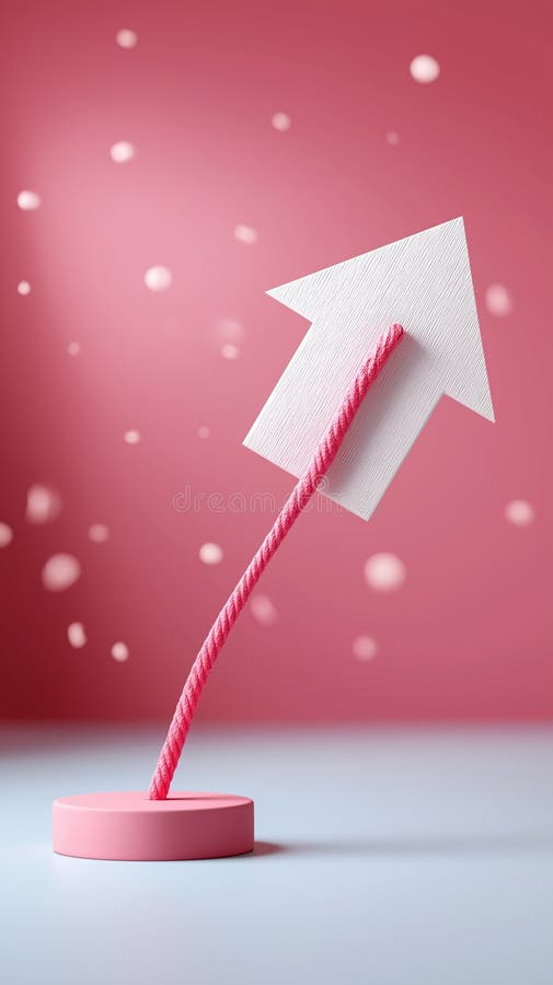 Paper Arrow is Pulled Upward by String, Symbolizing Effortful Progress ...
