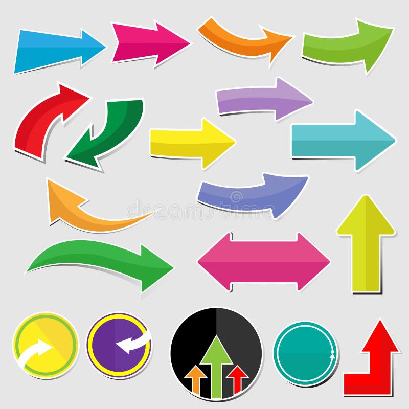 Paper Arrow Stickers with Shadows Stock Vector - Illustration of cute ...