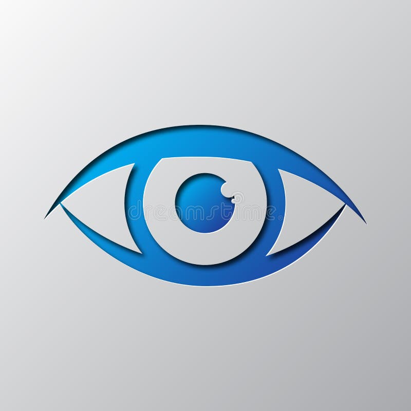 Paper Art of the Blue Eye Icon. Vector Illustration. Stock Illustration ...