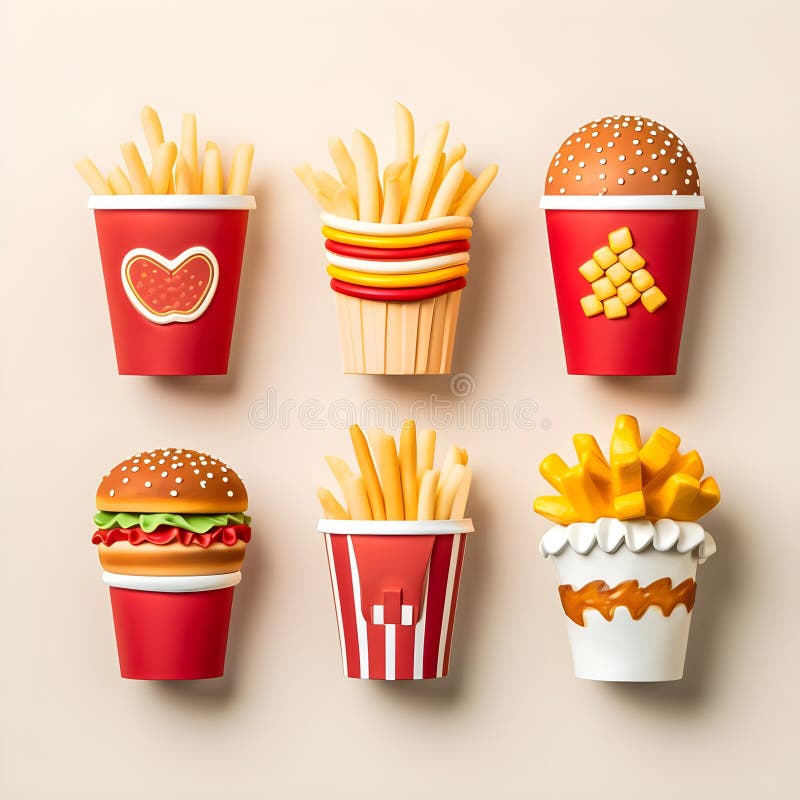 Paper Art and Craft. Fast Food Menu Stock Illustration - Illustration ...