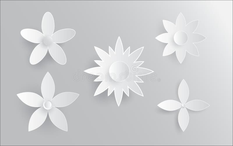 Paper Art Flowers Isolated Element Stock Illustration - Illustration of ...