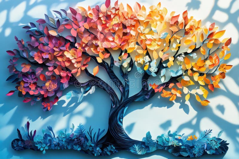 Paper Art Forest, Paper Cut Layers Create a Colorful Tree Canopy ...