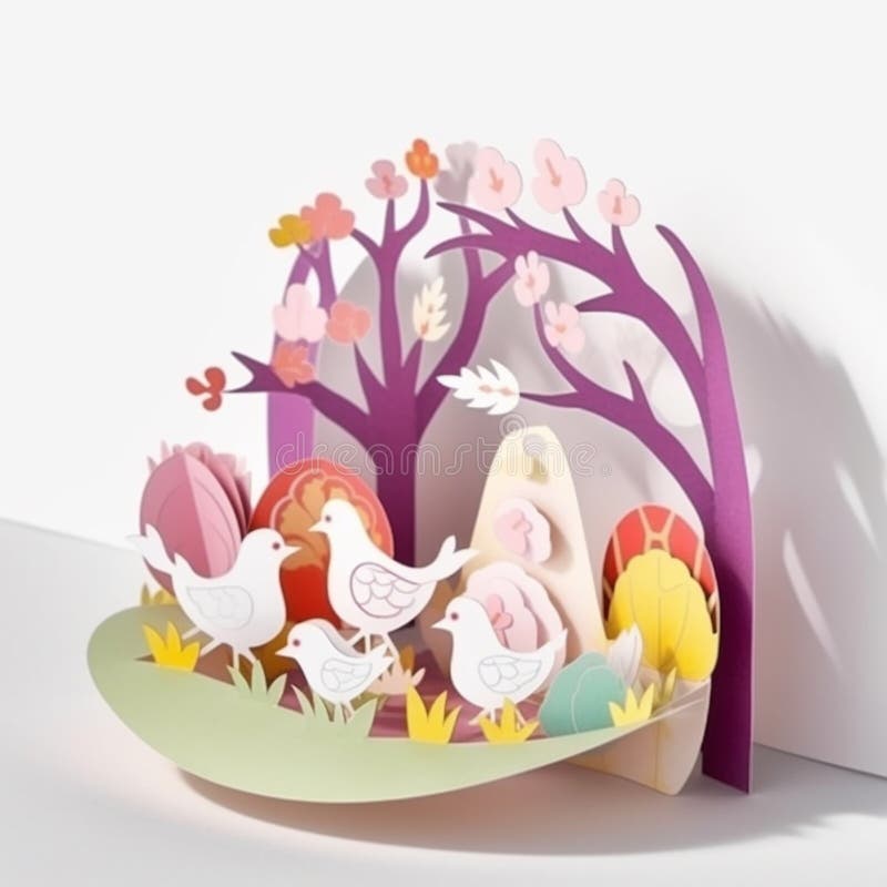 Paper Art Easter Composition Stock Illustration - Illustration of ...