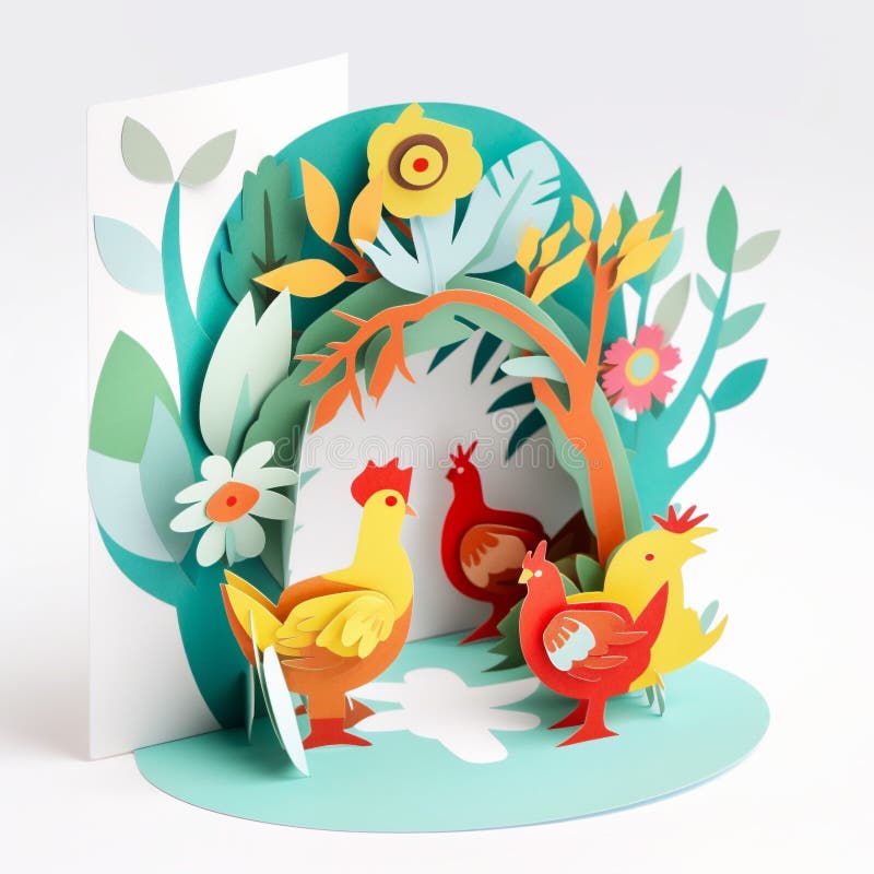 Paper Art Easter Composition Stock Illustration - Illustration of ...