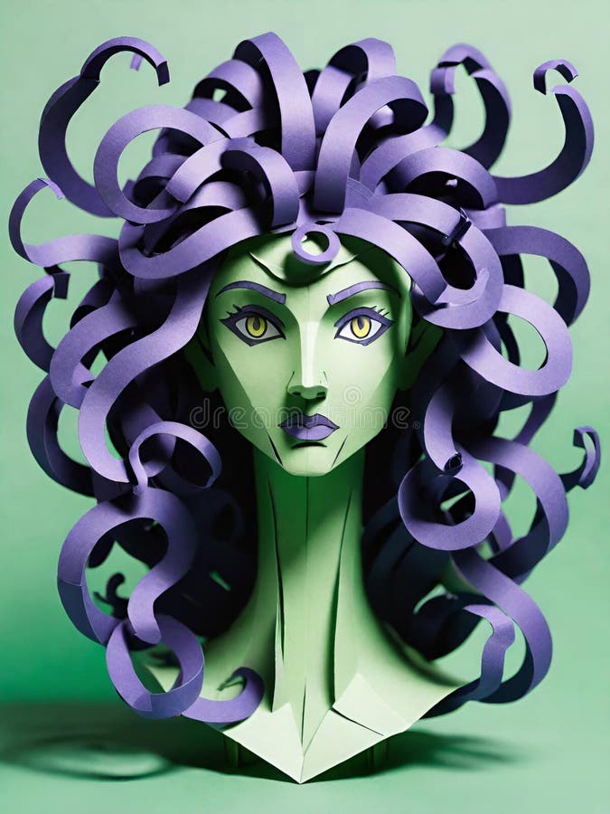 Paper Art of Medusa Head, Ai Generated Stock Illustration ...