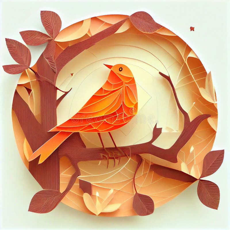 Paper Art Natural Birds Illustration. Illustration AI Generative Stock ...