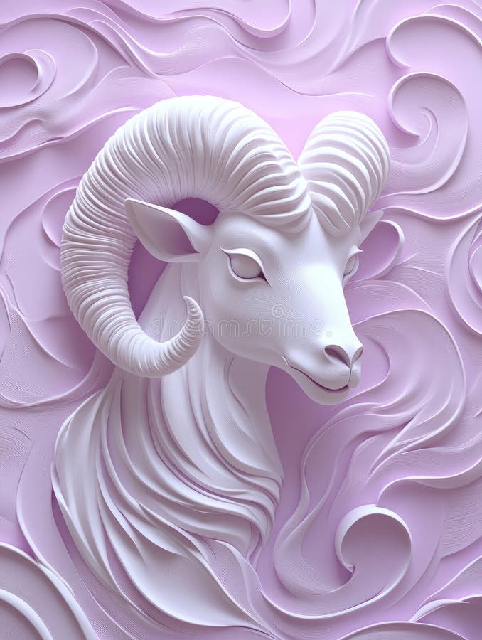 Paper Art of a Ram Head with Swirling Patterns Stock Image - Image of ...