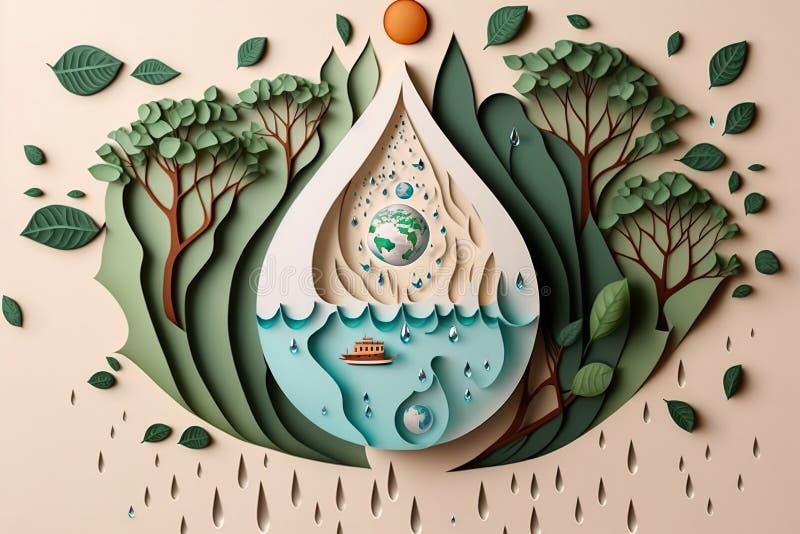 Paper Art Saving Water and World Environment Day, Created with ...