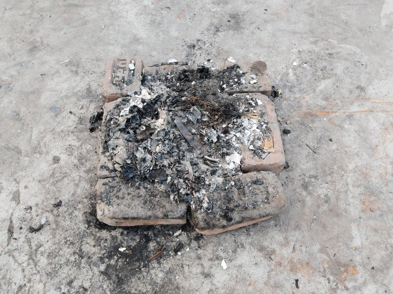 Paper Ashes and Coal are Cooled after Burning. Extinct Bonfire ...
