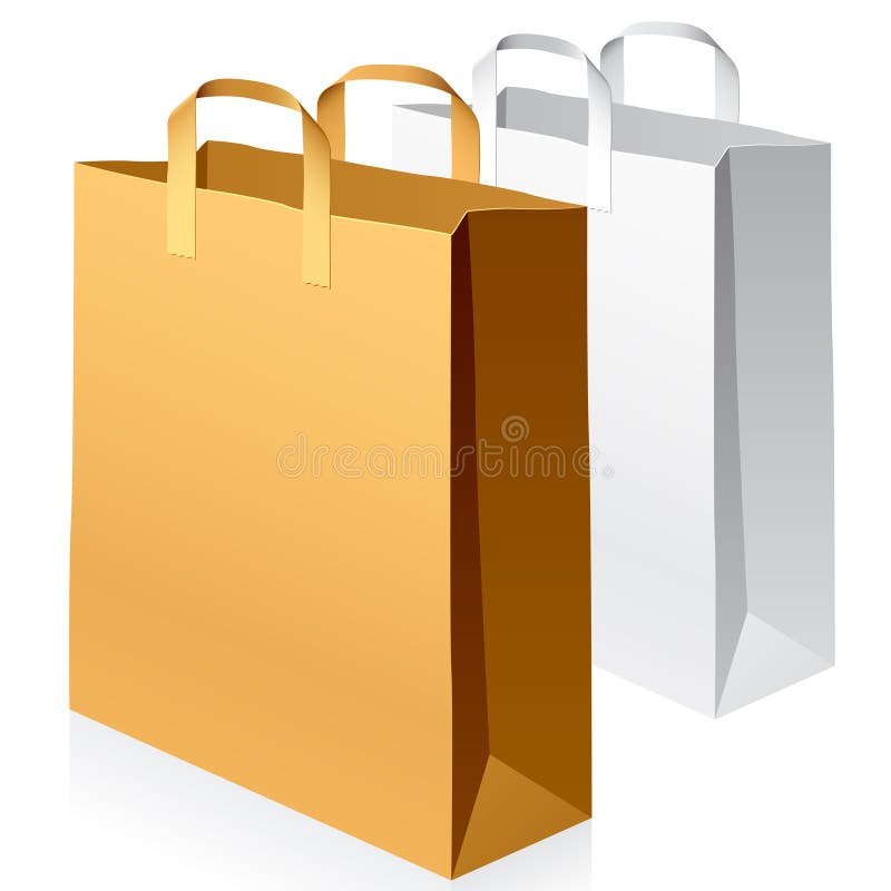 Gold Paper Bag stock illustration. Illustration of carton - 24892844