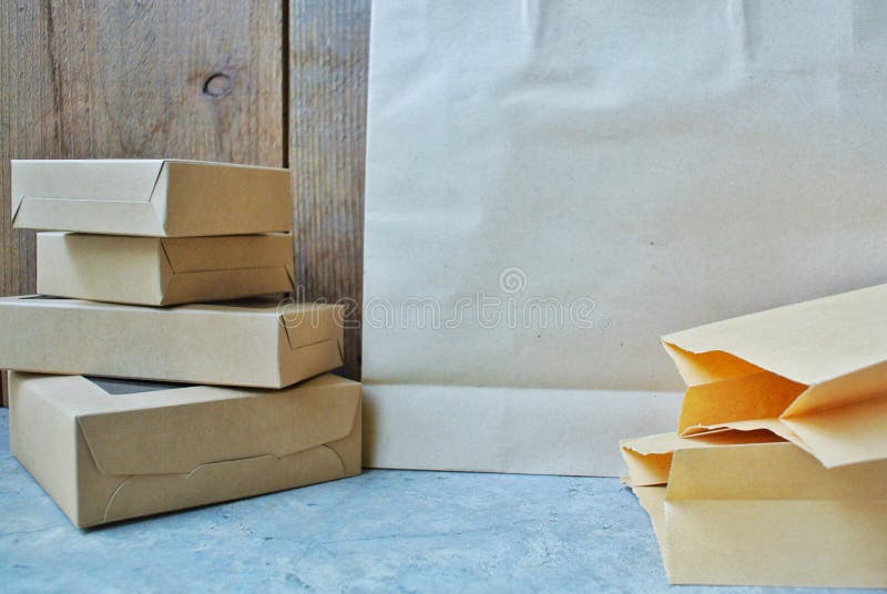 Paper Bag,paper Box. Plastic Bag with Eco Natural Reusable Stock Image ...