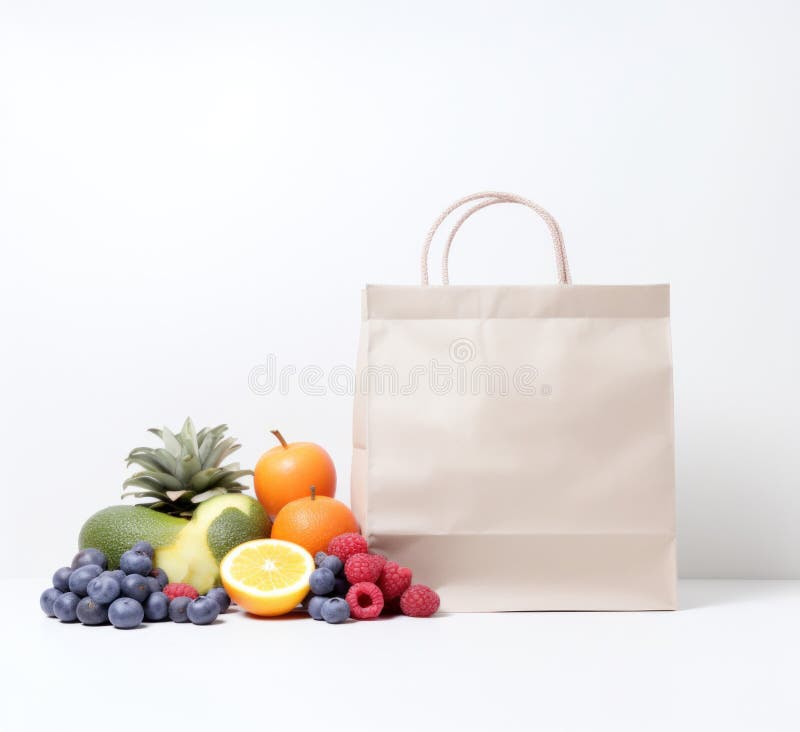 A Paper Bag Containing Fruit and Vegetables Stock Photo - Image of ...