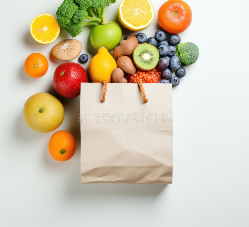 A Paper Bag Containing Fruit and Vegetables Stock Image - Image of ...