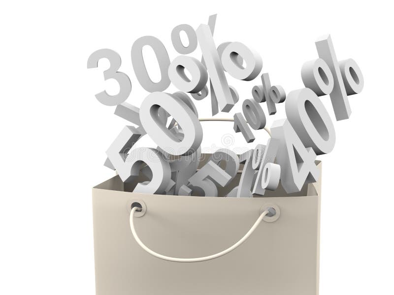 Paper Bag with Discount Rate Stock Illustration - Illustration of ...