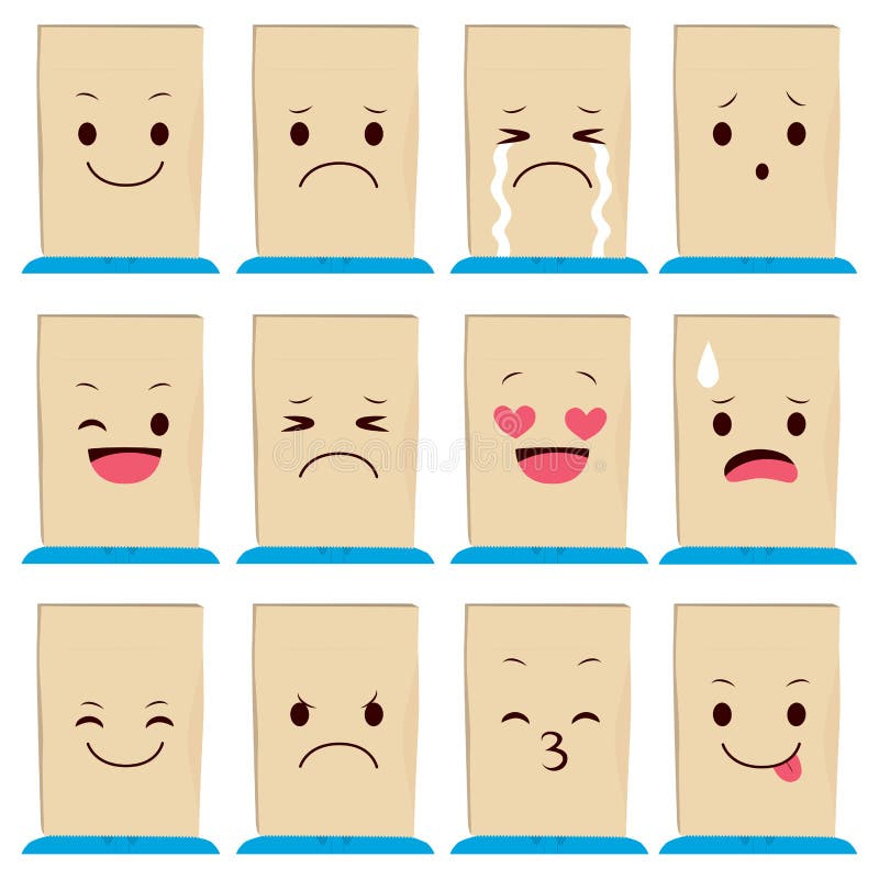 Paper Bag Face Expressions stock vector. Illustration of businessman ...