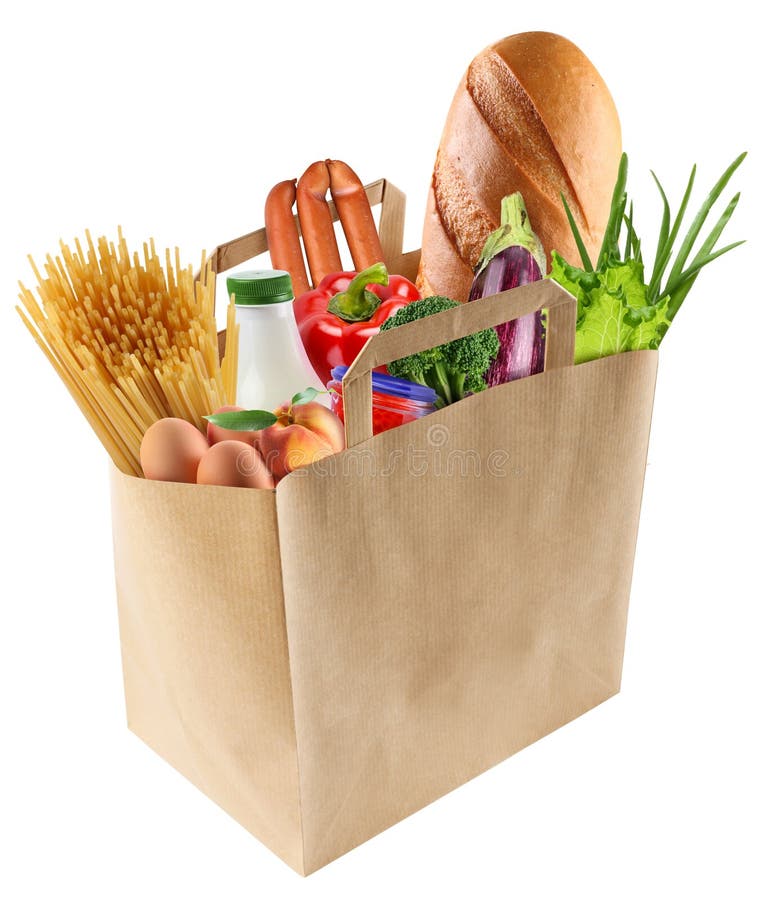 Paper bag with food stock image. Image of group, aubergine - 15654895