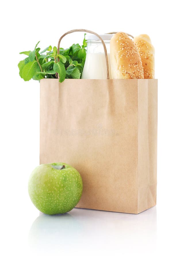 Paper Bag Full of Groceries Stock Photo - Image of lettuce, packaging ...
