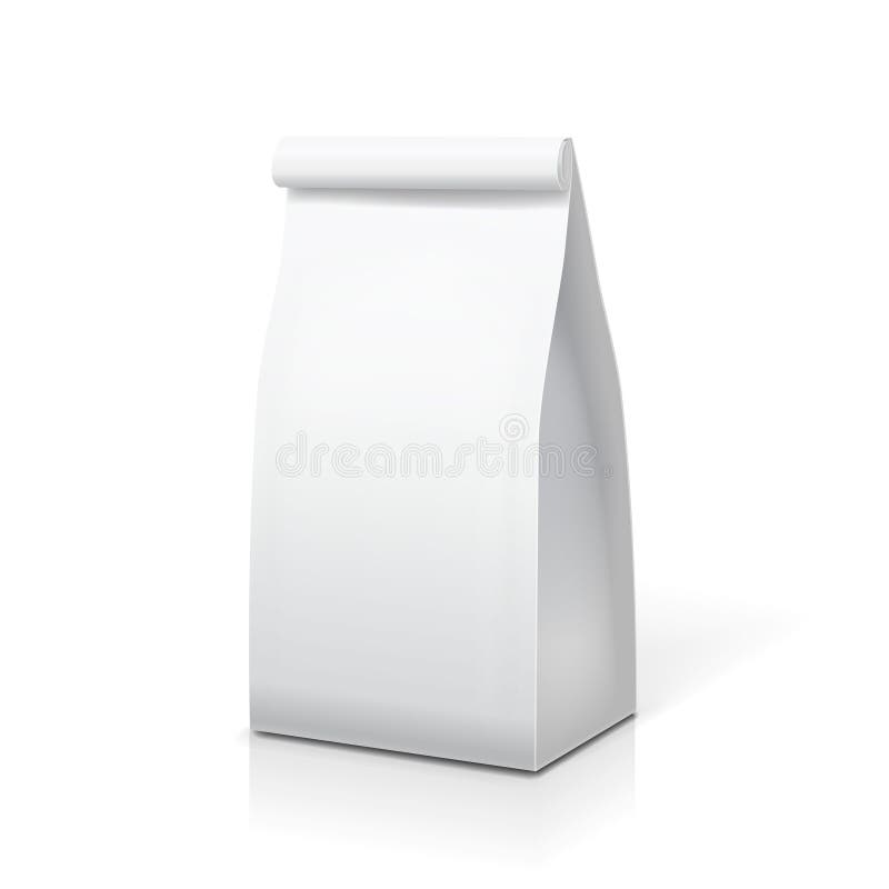 Paper Bag For Food Coffee Tea. White Blank Package Template Stock ...