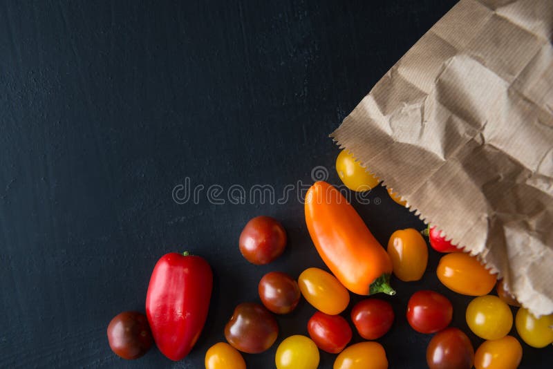 Paper Bag with Fresh Mini Vegetables Stock Photo - Image of ecological ...