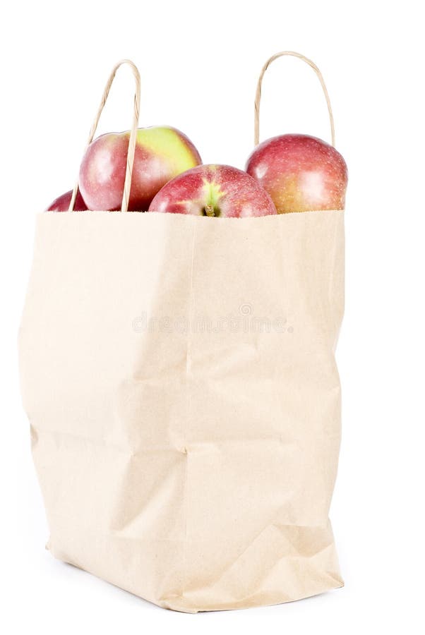 Paper Bag Full of Macintosh Apples on Its Side Stock Photo - Image of ...